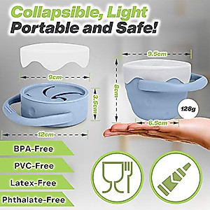 Foldable Snack Cup for Toddlers and Babies - Non-Spill Snack Container for Toddlers Made of Food-Grade Silicone - BPA and Phthalates-Free Baby Snack Container with Lid (Blue)