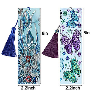 Bskifnn 2Pack Diamond Painting Bookmarks DIY Bookmarks with Tassel Great Gifts for Christmas, Thanksgiving, New Year, Birthday