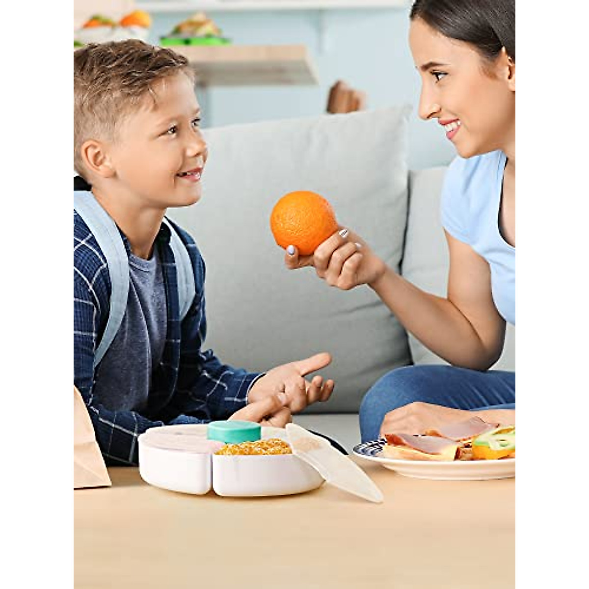 HEETA Baby Food Storage Container, Snack Box for Kids with 4 Removable Compartment and Lids, Reusable Snack Containers, Food Grade PP Material, BPA & PVC Free (Green)