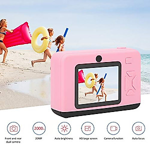 Children Camera, Kids Digital Dual Camera with 2.0in IPS Screen Selfies Childrens Camera Toy Support Front and Rear Dual Camera, Built‑in Large‑Capacity Battery(Pink)