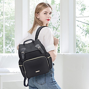 VS VOGSHOW Diaper Bag Backpack, Multifunction Baby Bag Backpack, Modern Baby Diaper Backpack, Stylish Maternity Nappy Bag, Black