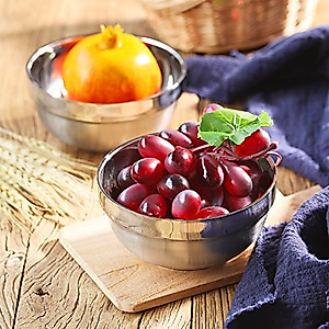 SATINIOR 6 Pack Stainless Steel Bowl Set Double-walled Insulated Metal Snack Bowls (13 oz)