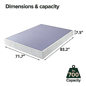 ZINUS Metal Box Spring with Wood Slats, 7.5 Inch Mattress Foundation, Sturdy Steel Structure, Easy Assembly, California King