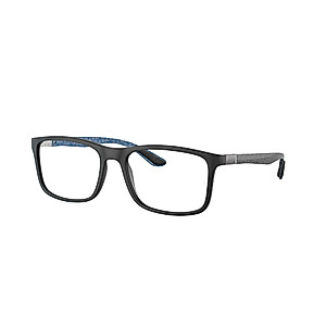 Ray-Ban RX8908 Rectangular Prescription Eyewear Frames, Matte Black/Demo Lens, 55 mm