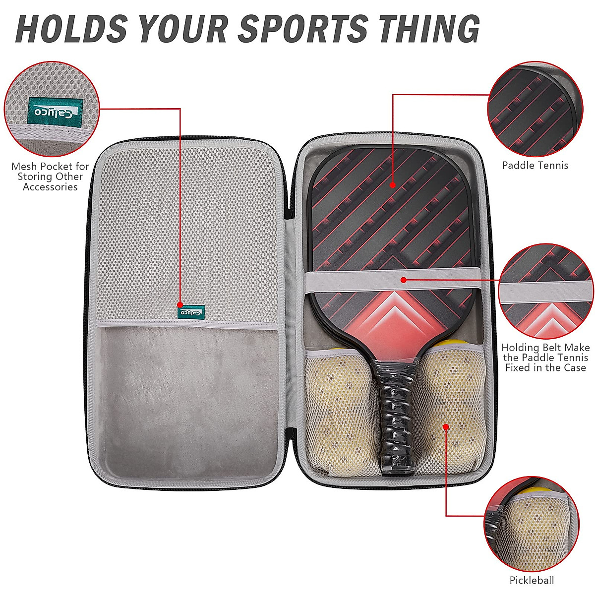 C CALYCO Pickleball Bag Pickleball Sling Cover with Extra Storage Space for Accessories, Adjustable Pickleball Carrying Case for Men & Women Fits 2 Paddle & 4 Balls