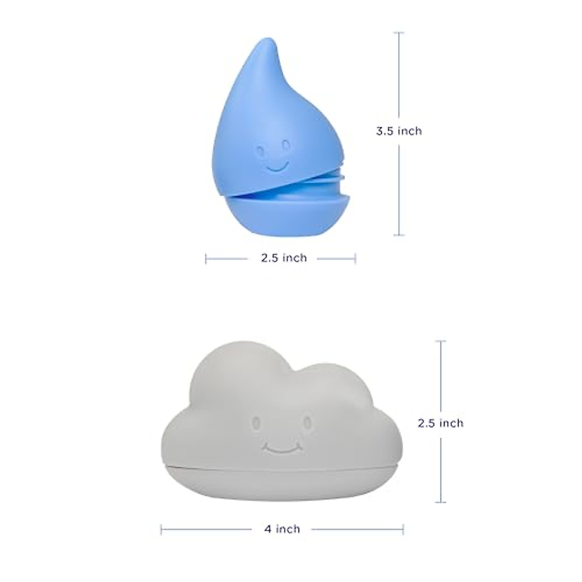 Ubbi Muted Color Cloud and Droplet Silicone Bath Squeeze Toys for Toddlers and Baby, Fun Bath Time Toys, Interactive Bath Toys, Baby Bath Accessory, Set of 2