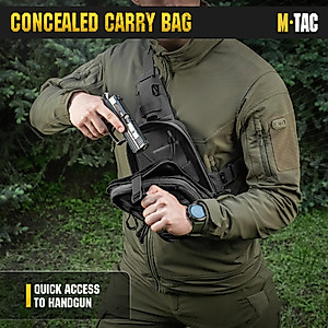 M-Tac Elite Tactical Sling Bag for Men - Crossbody Bag - Concealed Carry Chest Bag - Black Sling Backpack