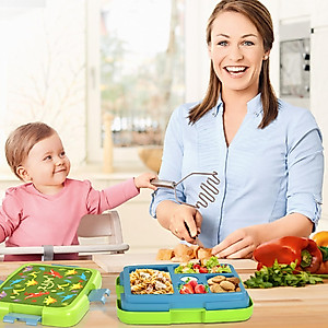 HiYZ Dinosaur Bento Box for Kids, Kids Lunch Box with 5-Compartment, Kids Bento Lunch Box for Ages 3-7, Leak-Proof, Durable, Lunch Box Containers for Kid Back to School Meals, Snack Packing, Travel