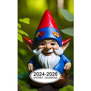 Pocket Calendar 2024-2026: Two-Year Monthly Planner for Purse , 36 Months from January 2024 to December 2026 | Enchanted Gnome photography | Henri ... | Mischievous smile | Warm color temperature