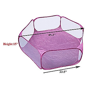 Jacone Portable Cute Hexagon Children Ball Pit, Indoor and Outdoor Easy Folding Ball Play Pool Kids Toy Play Tent with Carry Tote, Balls Not Included (Pink)