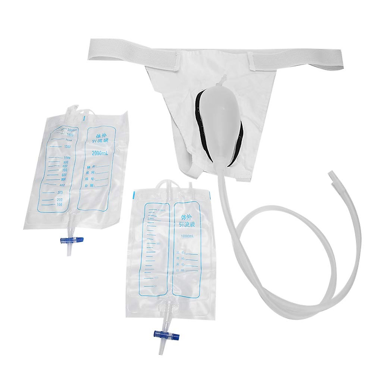 Silicone Urine Collector with 2 Urine Bags, Male Urinary Incontinence Management Solution Kit, Bladder Control Devices for Men Bedridden, Men Urinal Wearable Portable