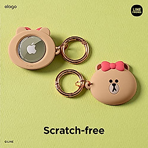 elago l LINE Friends Silicone Case Compatible with Apple AirTag Tracker - Full Protection, Keychain Included, Slim and Simple Design, Scratch-Free, Drop Protection [Official Merchandise] (Choco)