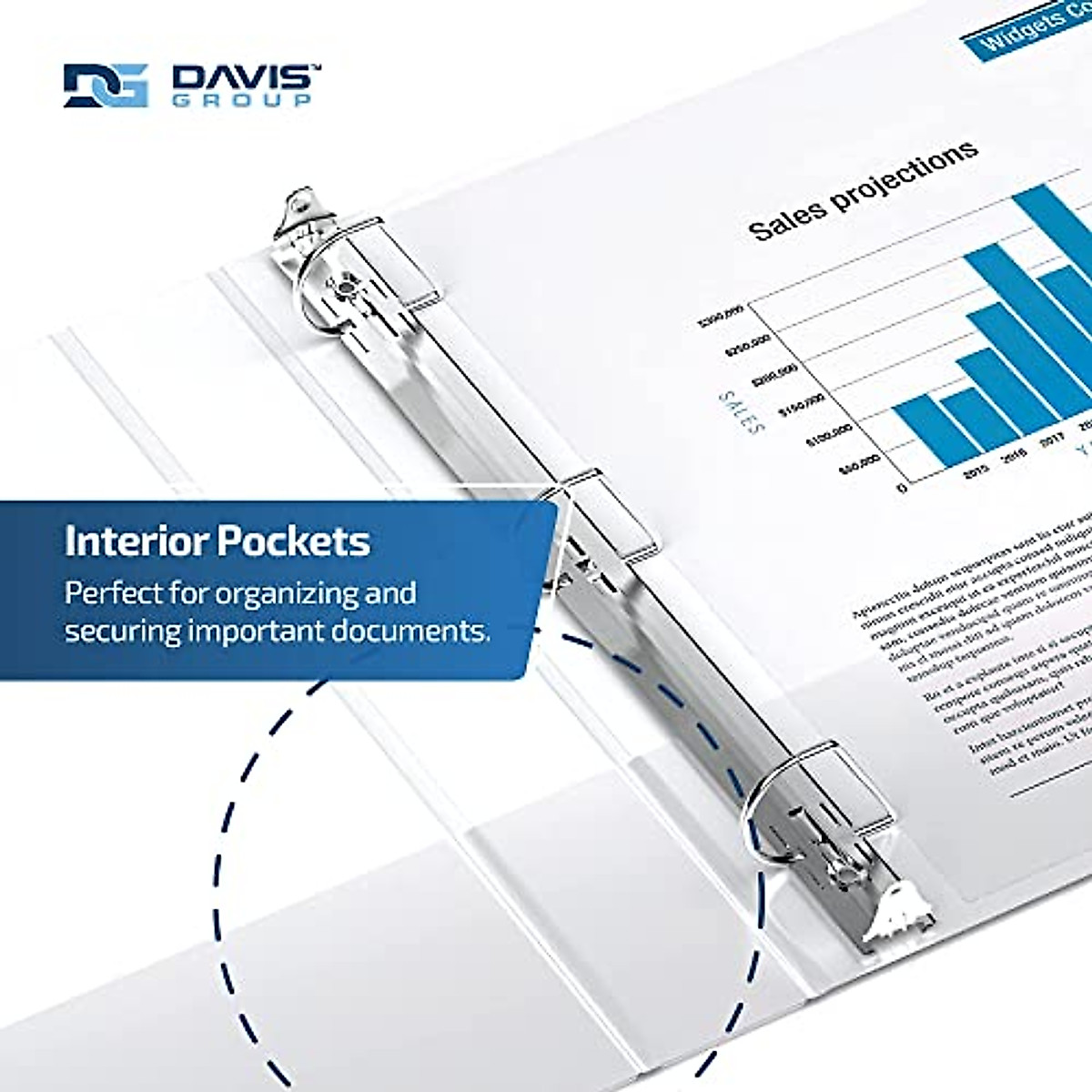 EasyView Premium 1-Inch Binders with Clear-View Covers, 3-Ring Binders for School, Office, or Home, Colored Binder Notebooks, Pack of 6, D Ring, White