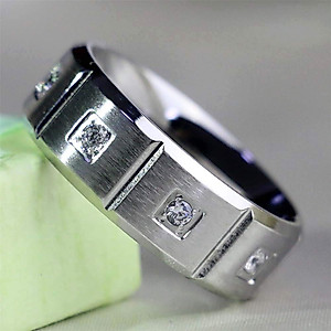 Two Rings His Hers Wedding Ring Sets Couples Matching Rings Women's 3pc White Gold Filled CZ Wedding Engagement Ring Bridal Sets Men's Titanium Wedding Band