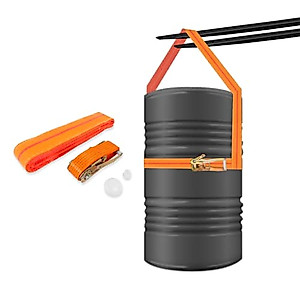 JALMATECH Drum Handling Sling - 55 Gallon, Adjustable, Barrel Lifting, Cattle Feed, Web Sling, Handles up to 1000 LBS, Vertical Capacity, Ideal for Fork Truck, Hoist, Complete with 2 White Bung Caps