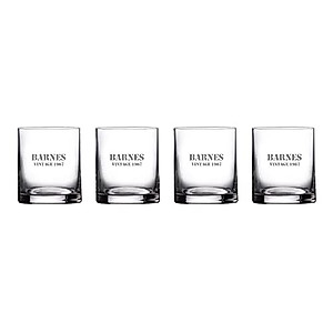 Waterford Marquis Personalized Moments 18.6oz Double Old Fashioned Whiskey Glasses, Set of 4 Custom Engraved Crystal Rocks Glasses for Bourbon, Scotch, Liquor, Home Bar Accessories