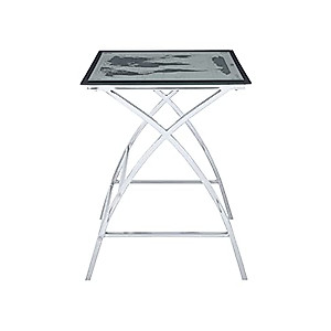 Powell World Map Printing Curved X-Sided Computer Desk, Chrome, 47-1/4" x 23-5/8" x 29-1/2" tall