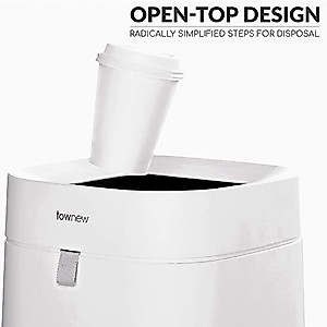 townew T Air Lite (T02B White) Auto Sealing & Self-Changing 4.4-Gallon Smart Trash Can with Open Top Barrel, Small