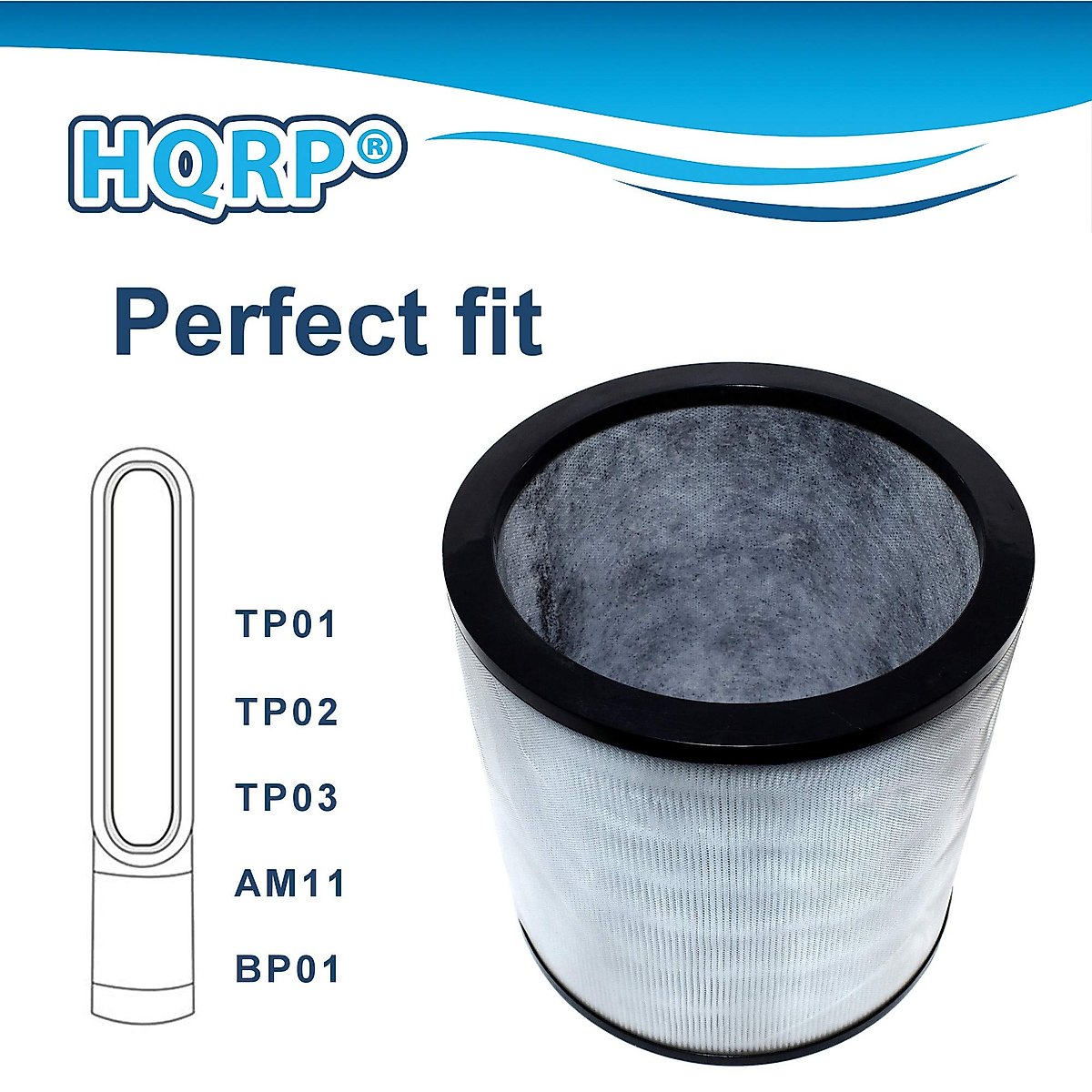 HQRP HEPA Filter compatible with Dyson Pure Cool Link TP02 TP03, Pure Cool TP01 AM11 Tower, Pure Cool Me BP01 Personal Fan, replacement for 968126-03 EVO Filter 2nd Generation