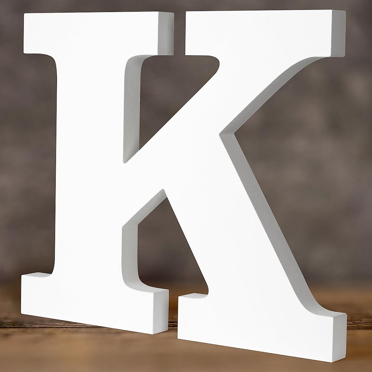 12 Inch White Wood Letters, Extra Large Unfinished Wooden Letters for Wall Decor, Printable Alphabet Letters Free Standing Solid Letters for Home Bedroom Wedding Birthday Party DIY Craft, Letter K