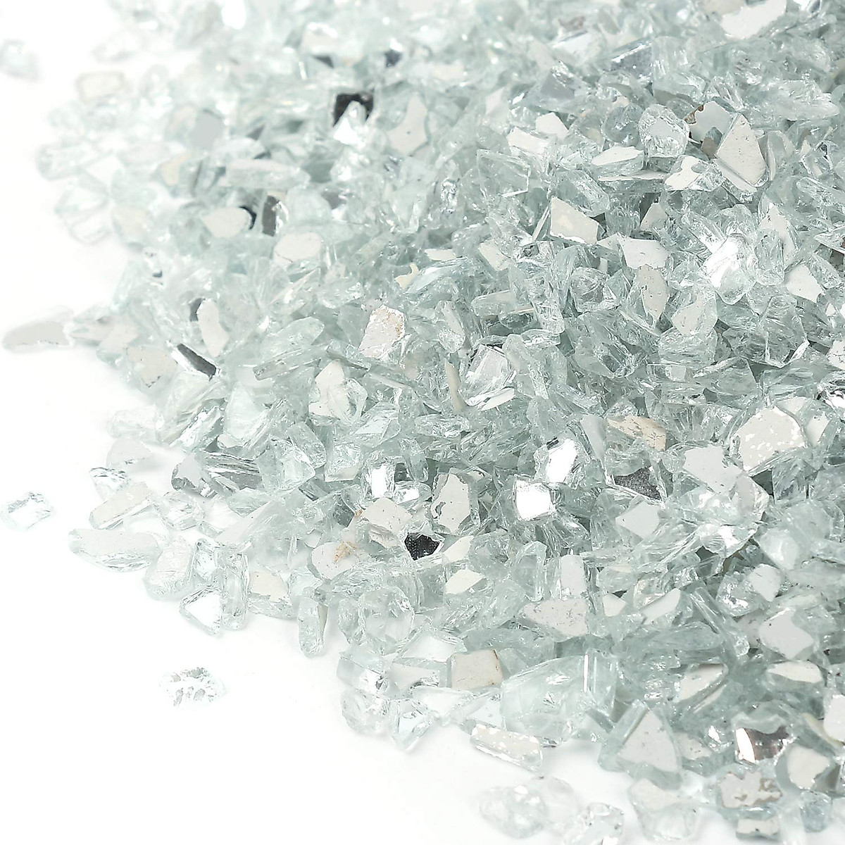 Alan Stone High Luster Reflective Fire Glass Gravel,Fire Gems,Fire Drops,Fire Glass Pebbles Stones Beads Chips for Fire Pit Fish Tank Aquarium Garden,3-6mm 305g/0.67lb (Mirror)