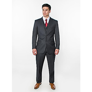 Antonio Uomo Men’s Suit Set – Classic Fit 3 Piece Blazer Single Breasted Jacket Vest Pants for Business Wedding Dress Suits Charcoal 38