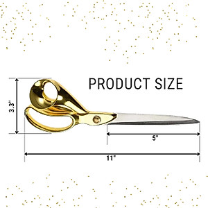 11" Gold Scissors for Grand Opening – Heavy Duty Gold Ribbon Cutting Scissors for Special Events Inaugurations Ceremonies Sharp Stainless Steel Scissors Gold 11 Inch Best Scissors for All Purpose
