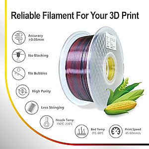 SHANHUI 3D Printer Filament,Triple Color Silk PLA Filament 1.75mm,Gradient Change Gold/Red/Black 3D Printing Filament Bundle, 1kg/2.2lbs