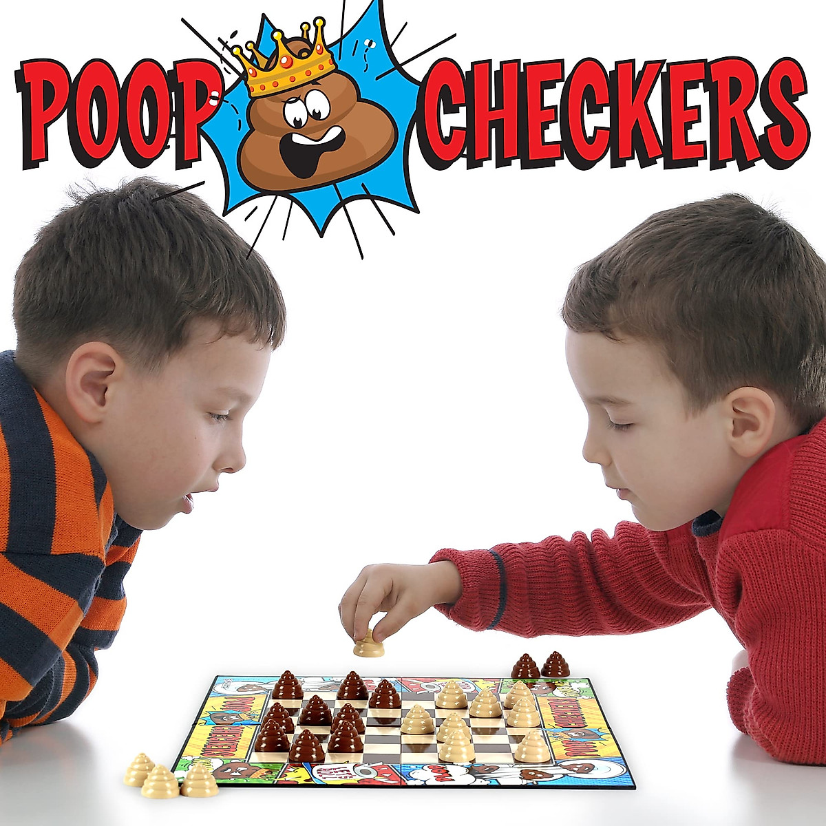 Poop Checkers Game, Poo Gag Gift White Elephant, Poop Game Checkers Set. Poop Emoji Party Supplies, Hilarious Game, Immature People. Scout Game, Kids, Teams, 2 Player Games for Adults. Ages 8-99.