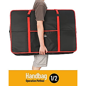 FINESUN Art Portfolio Case 34 x 22 Inches, Art Supply Storage Organizer, Art Bag with Frame Construction& Shoulder Straps, Portfolio Folder for Artwork, Drawings& TV, Standing Black