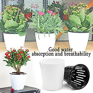 12 PCS Self Watering Plastic Planter,4 Inch Plastic Flower Plant Pot with Inner Pot,Self Watering Planter White Flower Pot for Herbs,Flowers,All House Plants,Succulents