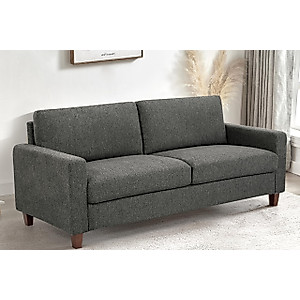 US Pride Furniture Mid Century Modern Couch with Reversible Back Pillows, 3 Seater Sofa for Small Spaces, Living Rooms, Apartments, and Condos, 77" Wide, Grey