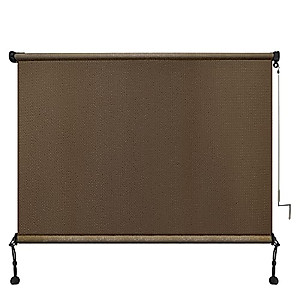 Amagenix Outdoor Roller Shades 8'(W) x 6'(H), Exterior Cordless Patio Shades Roll up Outdoor Blinds for Porch Gazebo, Mocha