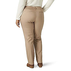 Lee Women's Plus Size Wrinkle Free Relaxed Fit Straight Leg Pant, Flax, 20W Medium