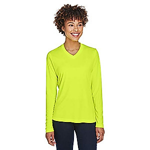 Team 365 Ladies' Zone Performance Long-Sleeve T-Shirt S SAFETY YELLOW