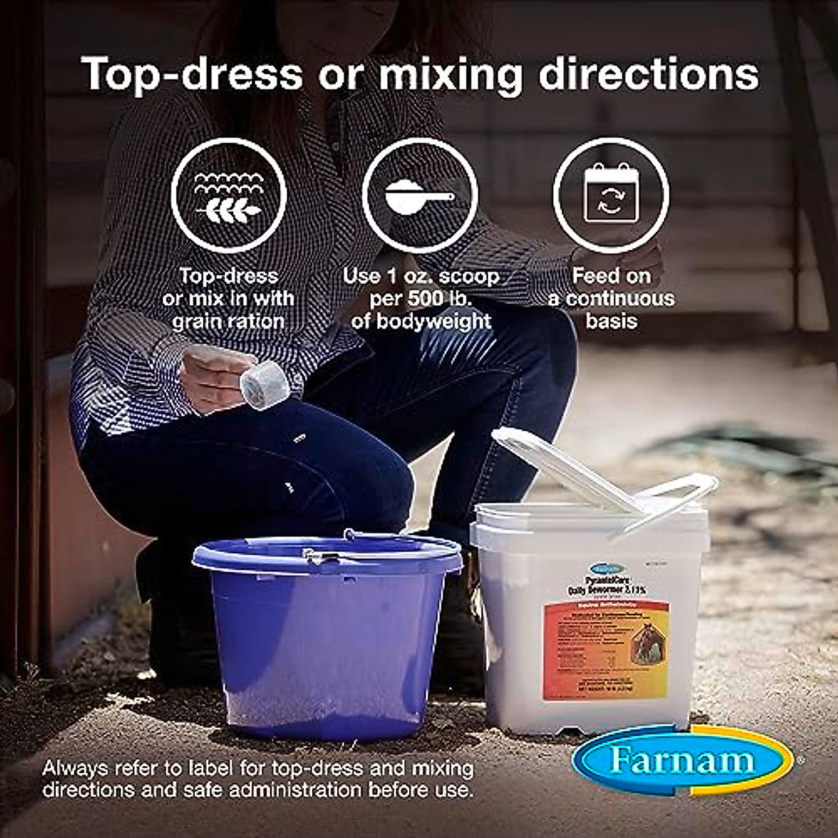 Farnam PyrantelCare Daily Horse Dewormer 2.11% (Pyrantel Tartrate) for Horses of All Ages, Equine Anthelmintic, Continuous Protection Against Small Stronglyes, Ascardis and Pinworms, 10 lbs