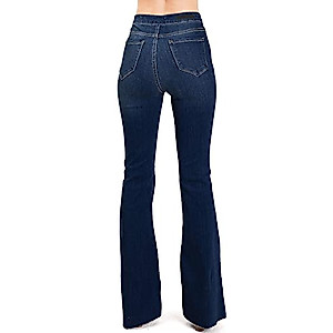 Cello Jeans Women's Juniors High Rise Stretchy Flared Jeans (3, Dark Denim)