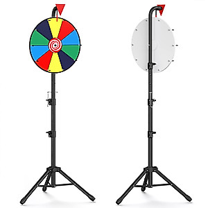 XvmeiMym 16 inches Spinning Prize Wheel, 10 Slots Floor Spinner - Tabletop Heavy Duty Adjustable Height Roulette Wheel for Carnival, Trade Show, Win Fortune Spin Games