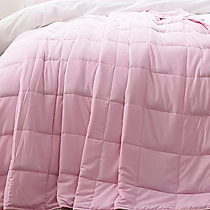 Vhorate Weighted Blanket 48" x 72" 15 lbs Cooling Weighted Throw Ultra Soft Heavy Blankets with Glass Beads - Pink