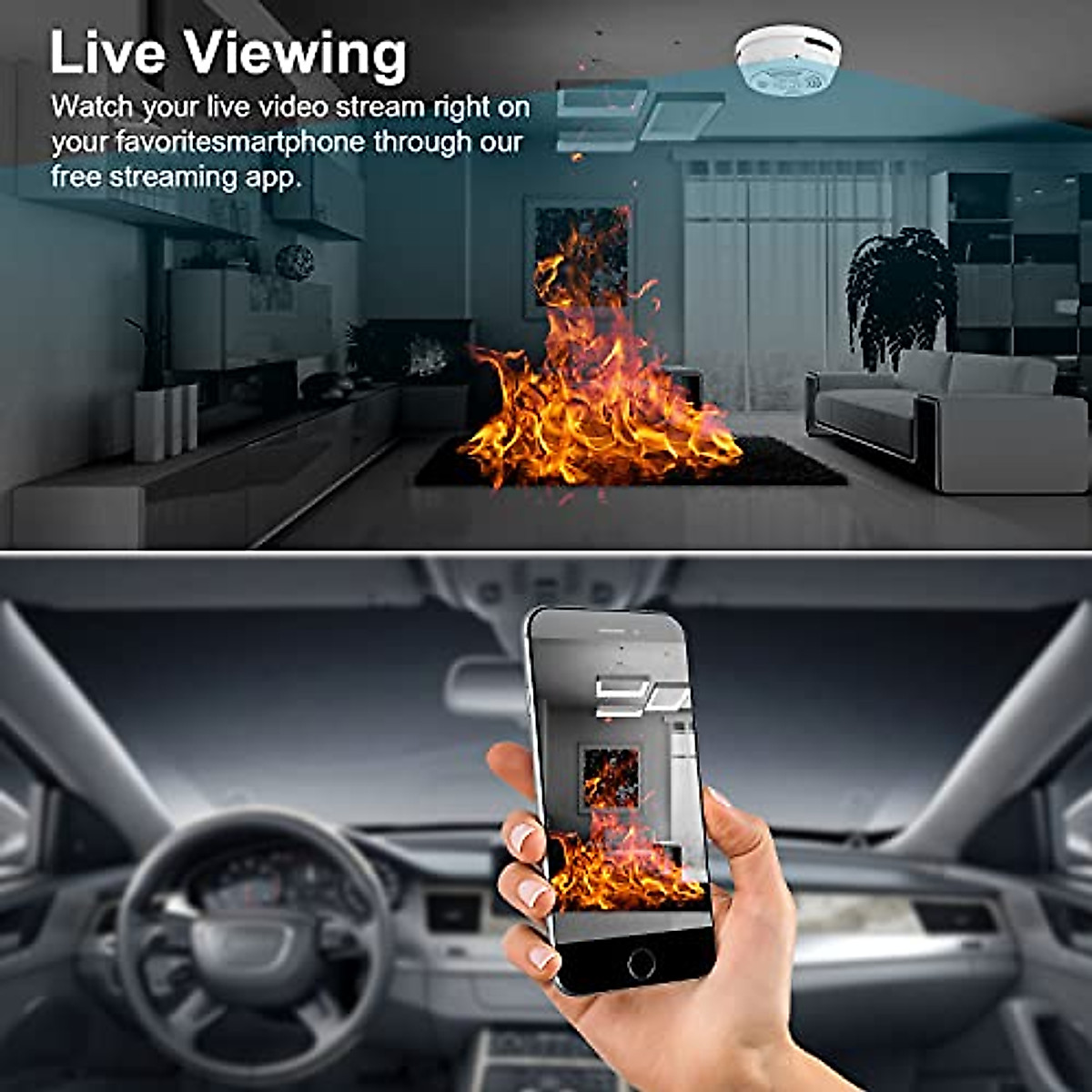 nanshiba Hidden Camera Smoke Detector, Spy Camera for Home Surveillance with Night Vision Motion Detection, 1080P Security Cameras Indoor Wireless, Nanny WiFi Cam, 180 Days Battery Power