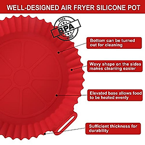 2-Pack Air Fryer Silicone Liners Pot for 3 to 5 QT, Silicone Air Fryer Liners Basket, Food Safe Air Fryer Oven Accessories, Reusable Air Fryer Silicone Liners Inserts (Top 8in,Bottom 6.8in)