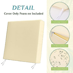 Batiyeer 8 Pcs Outdoor Cushion Slipcovers Patio Chair Cushion Covers Replacement Waterproof Square Outdoor Seat, 20 x 20 x 4 Inch (Solid Beige)