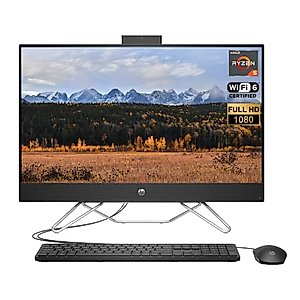 HP 27 All-in-One Desktop, 27" FHD Screen, AMD Ryzen 5 5625U Processor, 32GB DDR4 RAM, 1TB PCIe SSD, Pop-up Webcam, RJ45, HDMI, Wi-Fi 6, Wired KB & Mouse, Windows 11 Home, Black