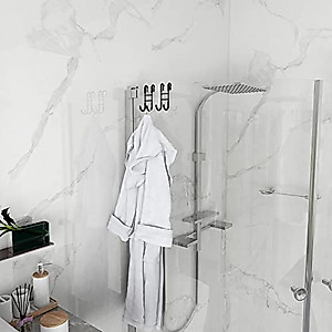 3 Pack Over Shower Door Hooks,Black Towel Hooks for Bathroom Frameless Glass Shower Door and Kitchen,for Bathing Suits,Robe,Towel,Squeegee,Loofah