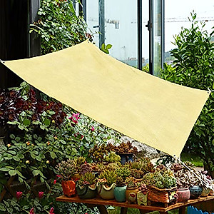 ZGOEK Sun Shade Sail, Rectangle Shade Sail UV Block 90% Shade Fabric Sun Shade Cloth for Outdoor Patio Lawn Garden Beige 2x1.6m/6.5x5.2ft