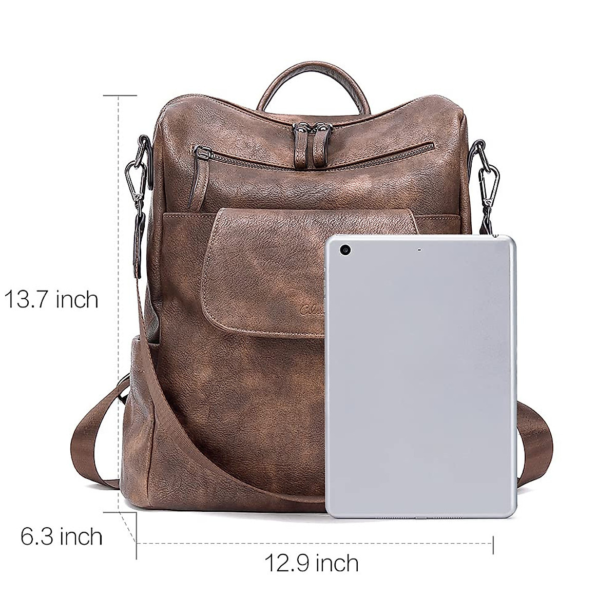 CLUCI Leather Backpack Purse for Women Bundle with Large Wallet