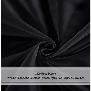 PHOENIX HOME TEXTILES 1500 Collection Soft Brushed Microfiber Sheet Set with 15-Inch Deep Pocket -Wrinkle Fade and Stain Resistant (Queen, Black)