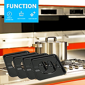 Puxyblue Black Steel Heavy Duty Square Reusable Drip Pan Gas Burner Bib Liner Covers BN24 Replaces WP786333, AP6011553, PS11744751 Liner Covers,4 Packs