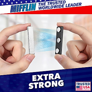 Mifflin-USA Name Tag Magnets (10 Badge Holder Magnets, 1.75 x 0.5 inches), Name Tag Magnet Backs w/ 3 Extra-Strong Neodymium Magnets for ID Badge Holders