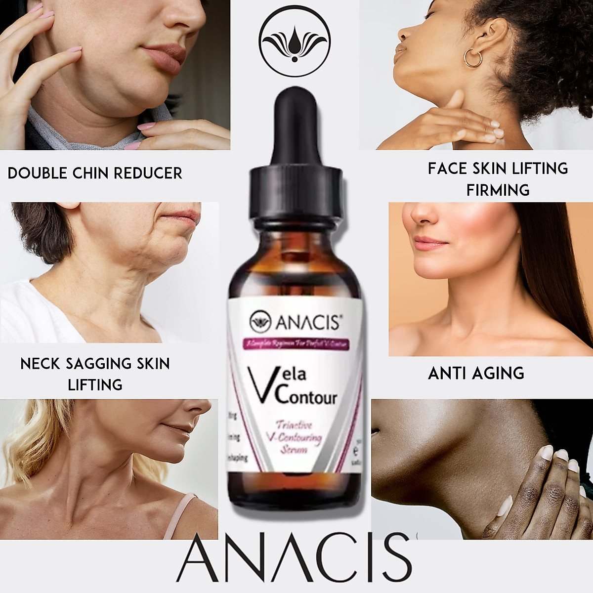 Advanced Neck Serum – V line Jawline - Fine Lines - Neck Wrinkles - Sagging Skin - Serum for Women and Men. Anacis 30ml